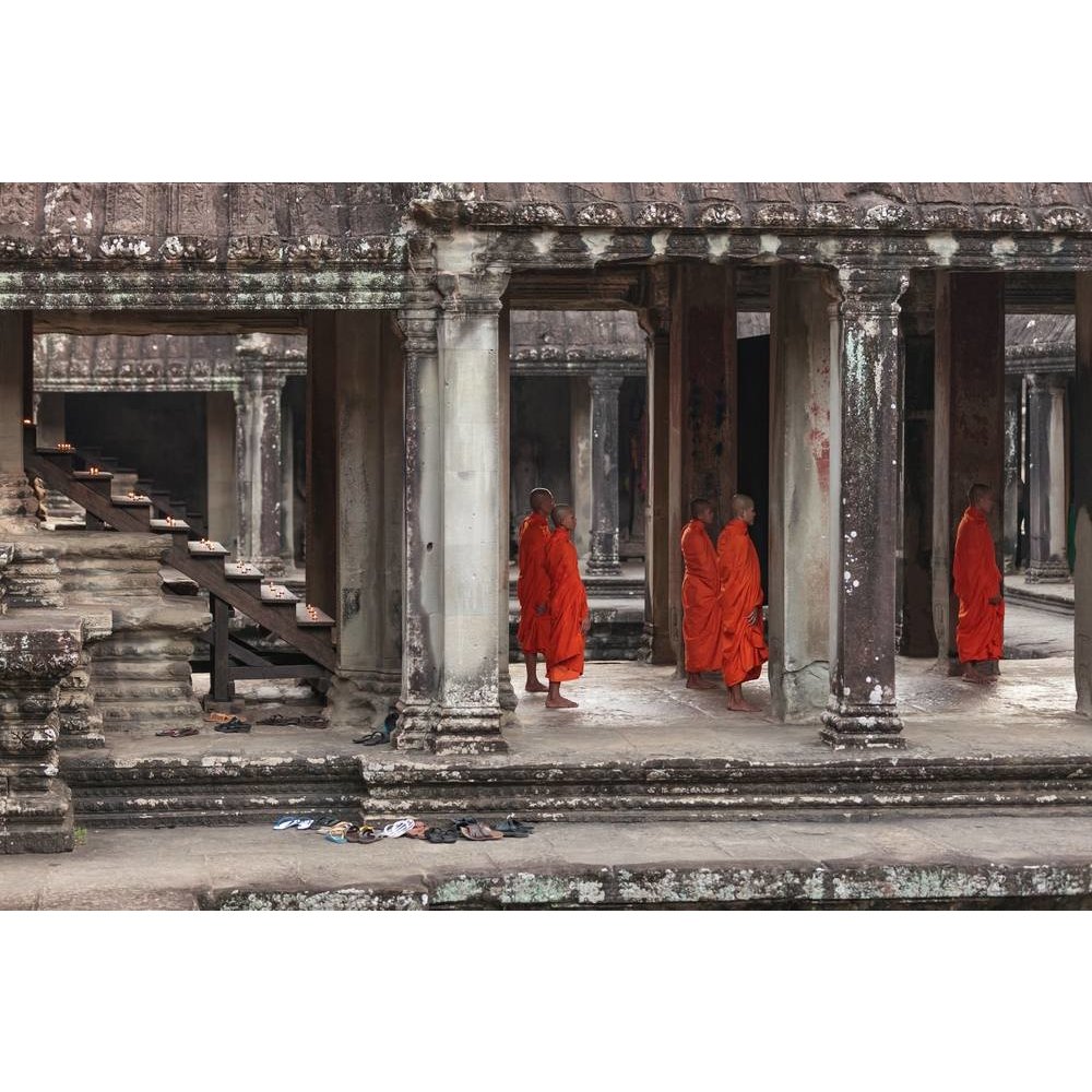 Buddhist monks in temple - Umo Art & Design