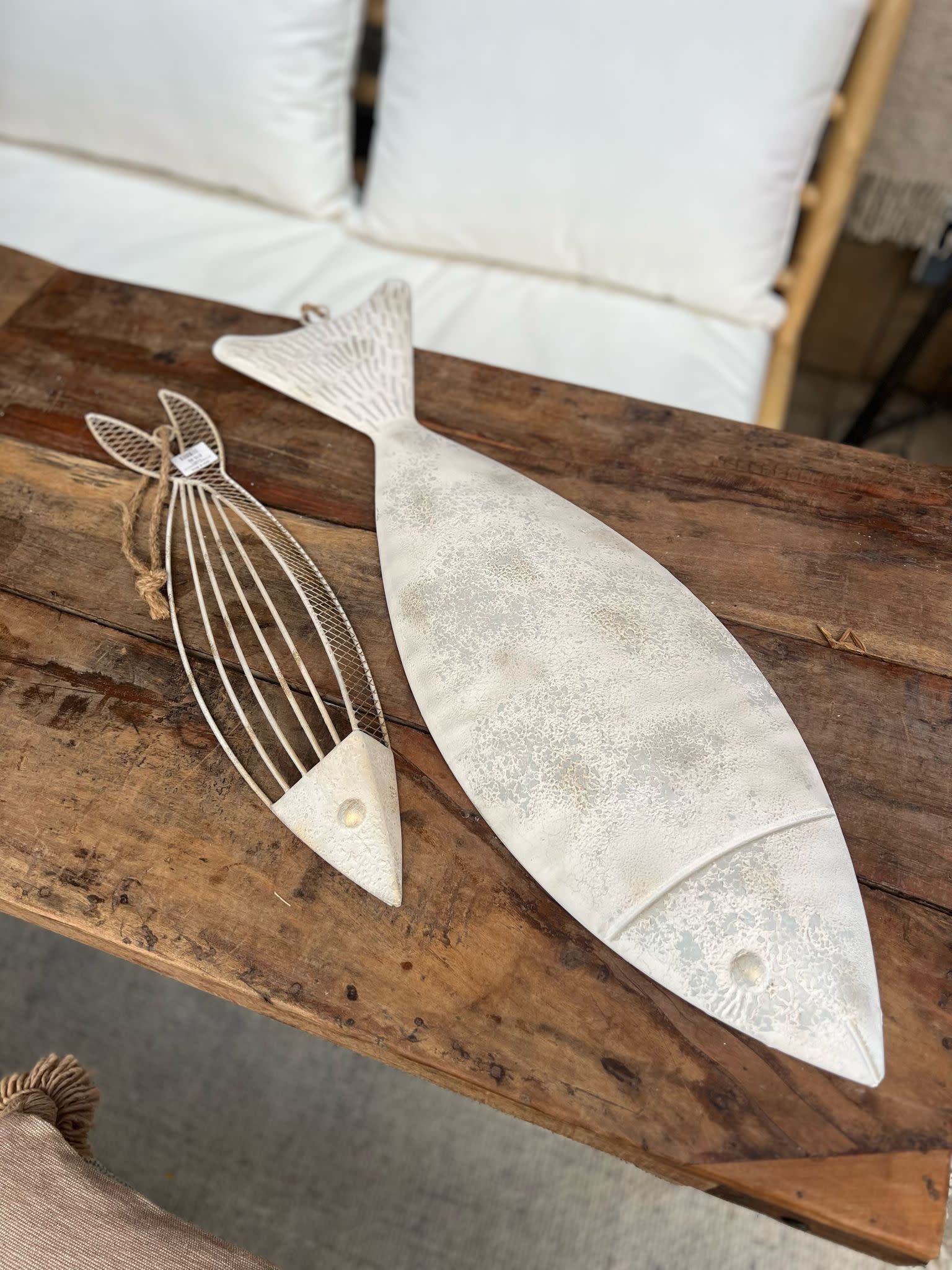 Wit metalen vis 23x5x78.5 cm - Ibiza & More