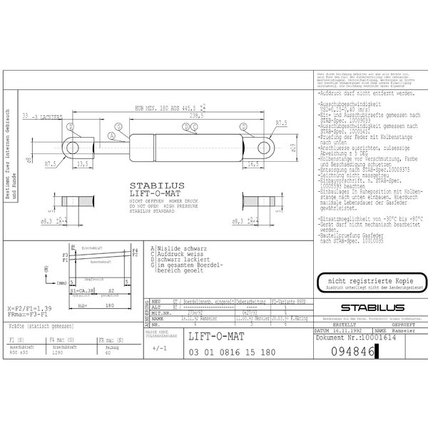 Stabilus 094846 0800N lift o mat | Gasveer - Vervangingsmarkt
