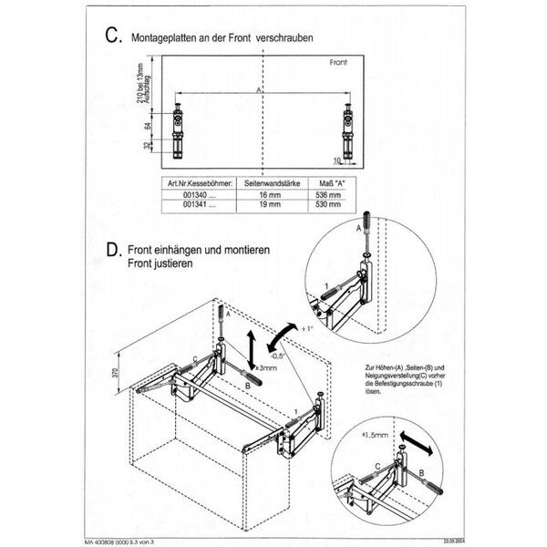 Kessebohmer kleplift 561mm 380N - Vervangingsmarkt