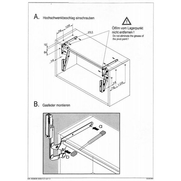 Kessebohmer kleplift 561mm 380N - Vervangingsmarkt