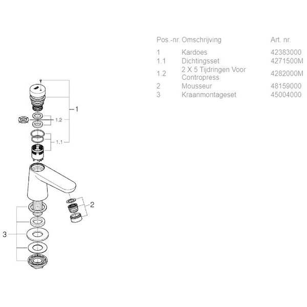 Grohe 36265000 Euroeco onderdelen - Vervangingsmarkt