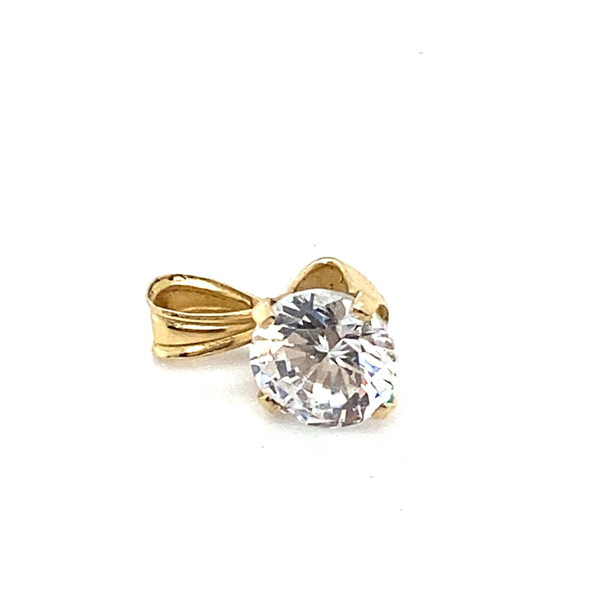 Occasion gouden solitair hanger met zirkonia 6mm - Juwelier Jansen