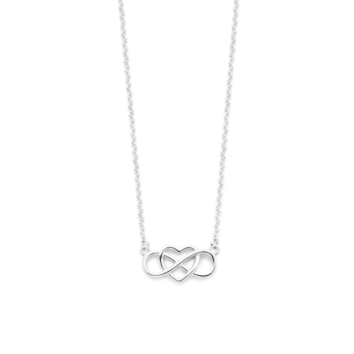 Zilveren collier hart en infinity 42 + 3 cm - Juwelier Jansen