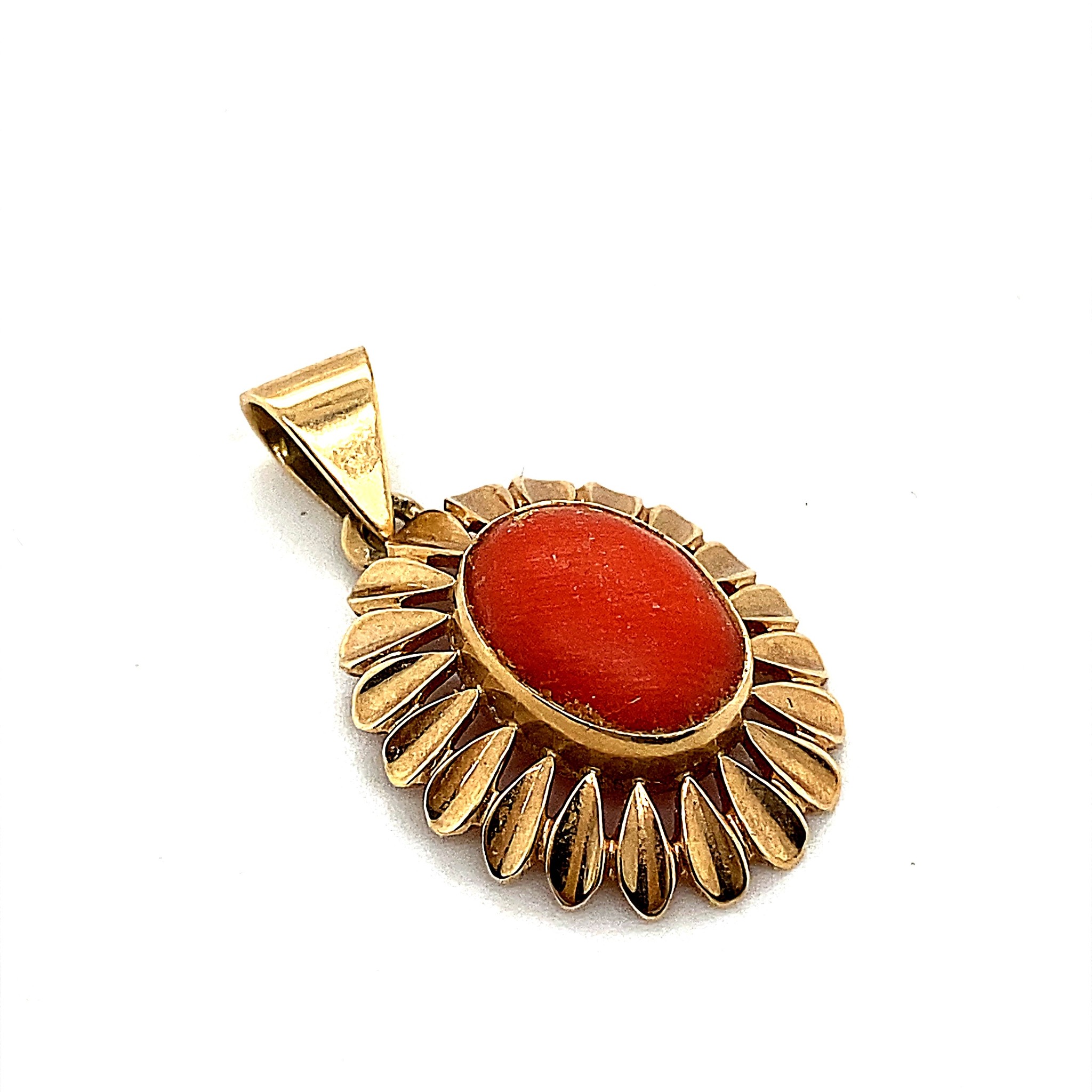 14krt rosegouden bloedkoraal hanger - Juwelier Jansen