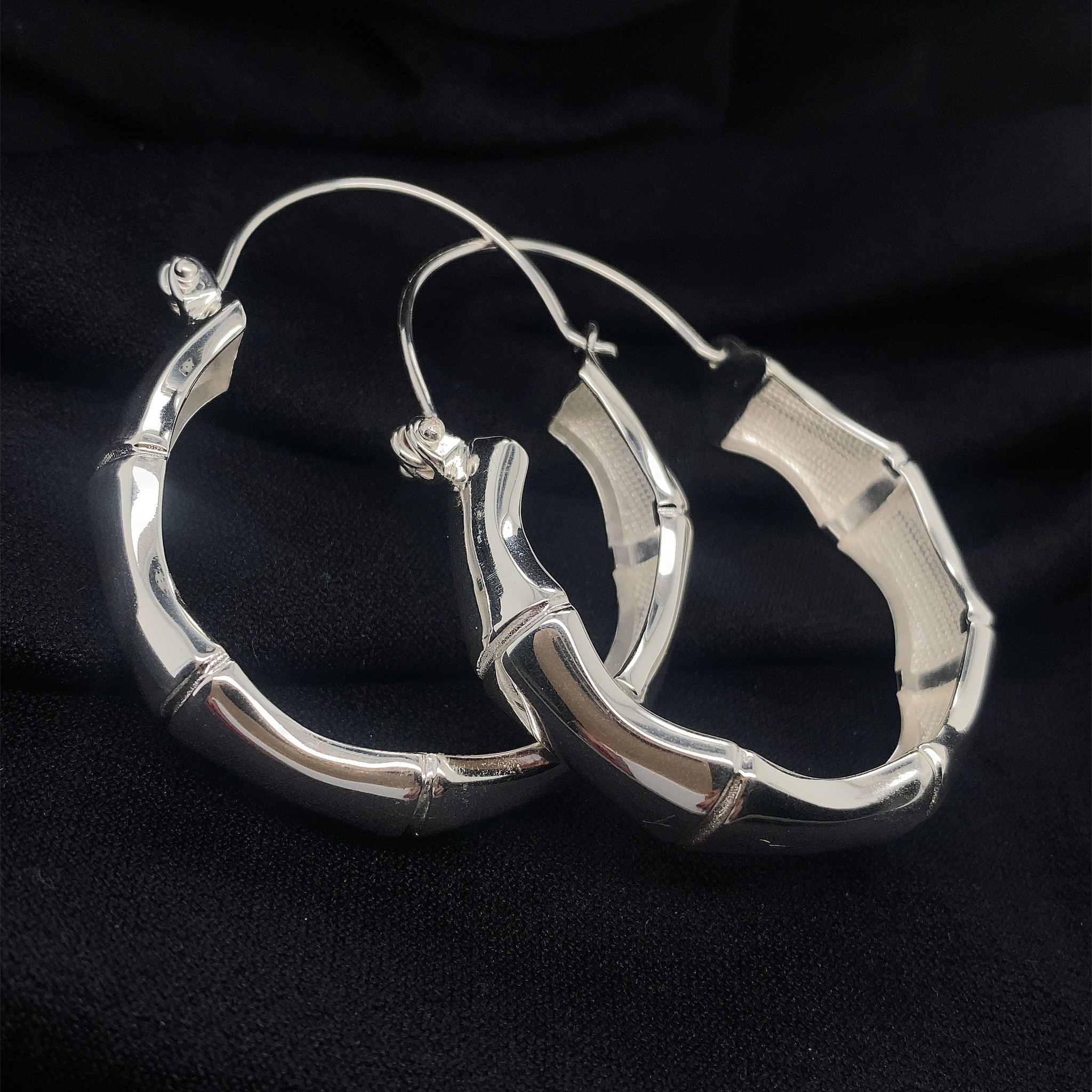 Zilveren oorringen bamboe groot - Juwelier Jansen