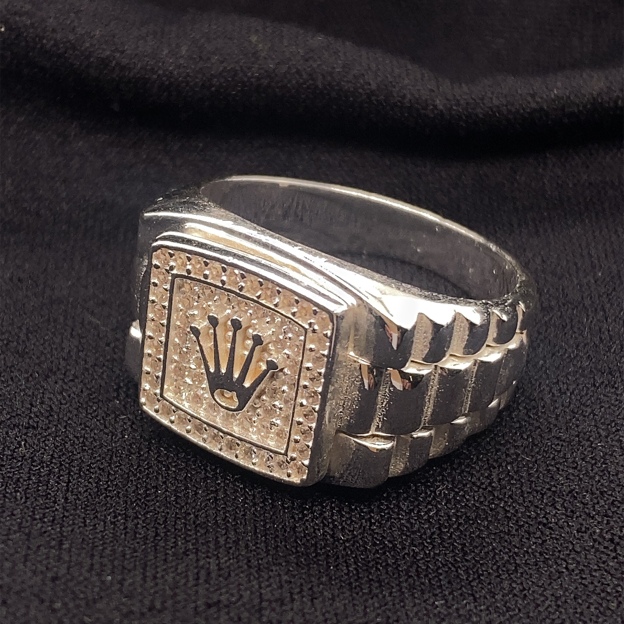 Zilveren rolex ring met zirkonia - Juwelier Jansen