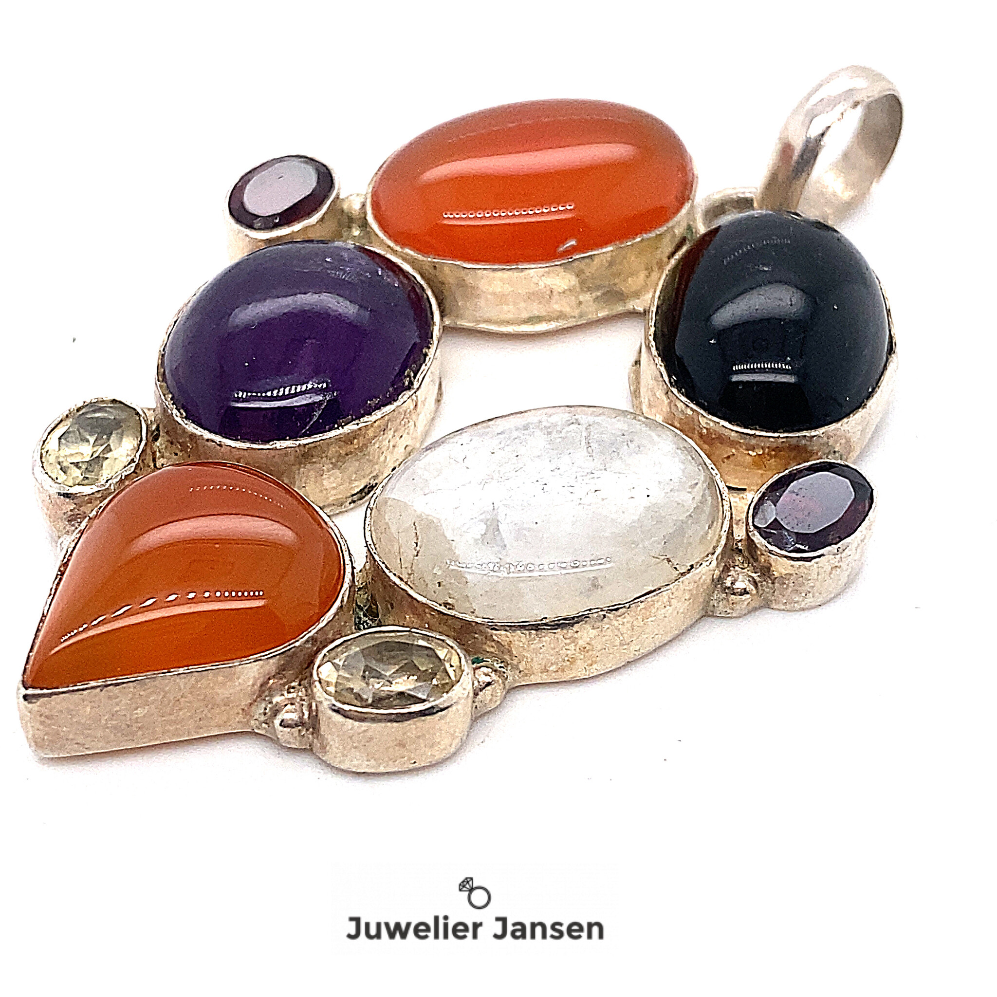 Zilveren hanger met edelstenen - Juwelier Jansen