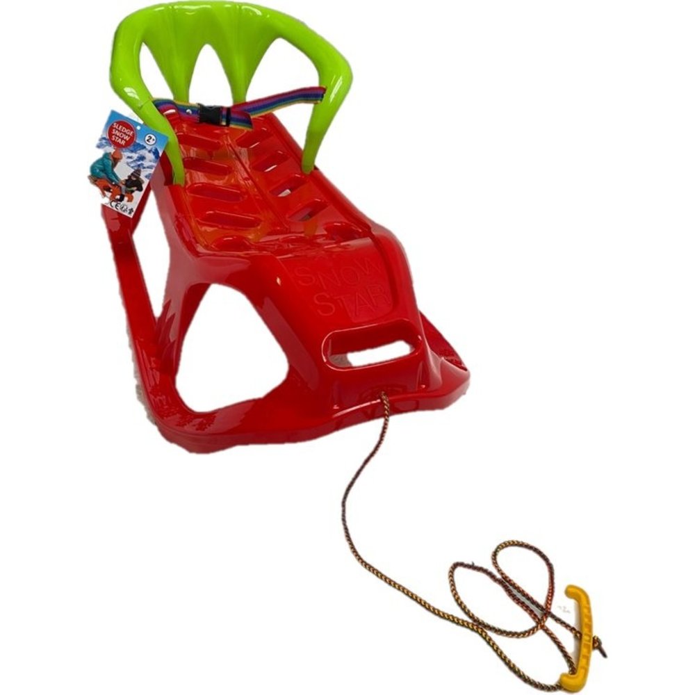 Snowstar Sled with back support and pull rope - Mullrose