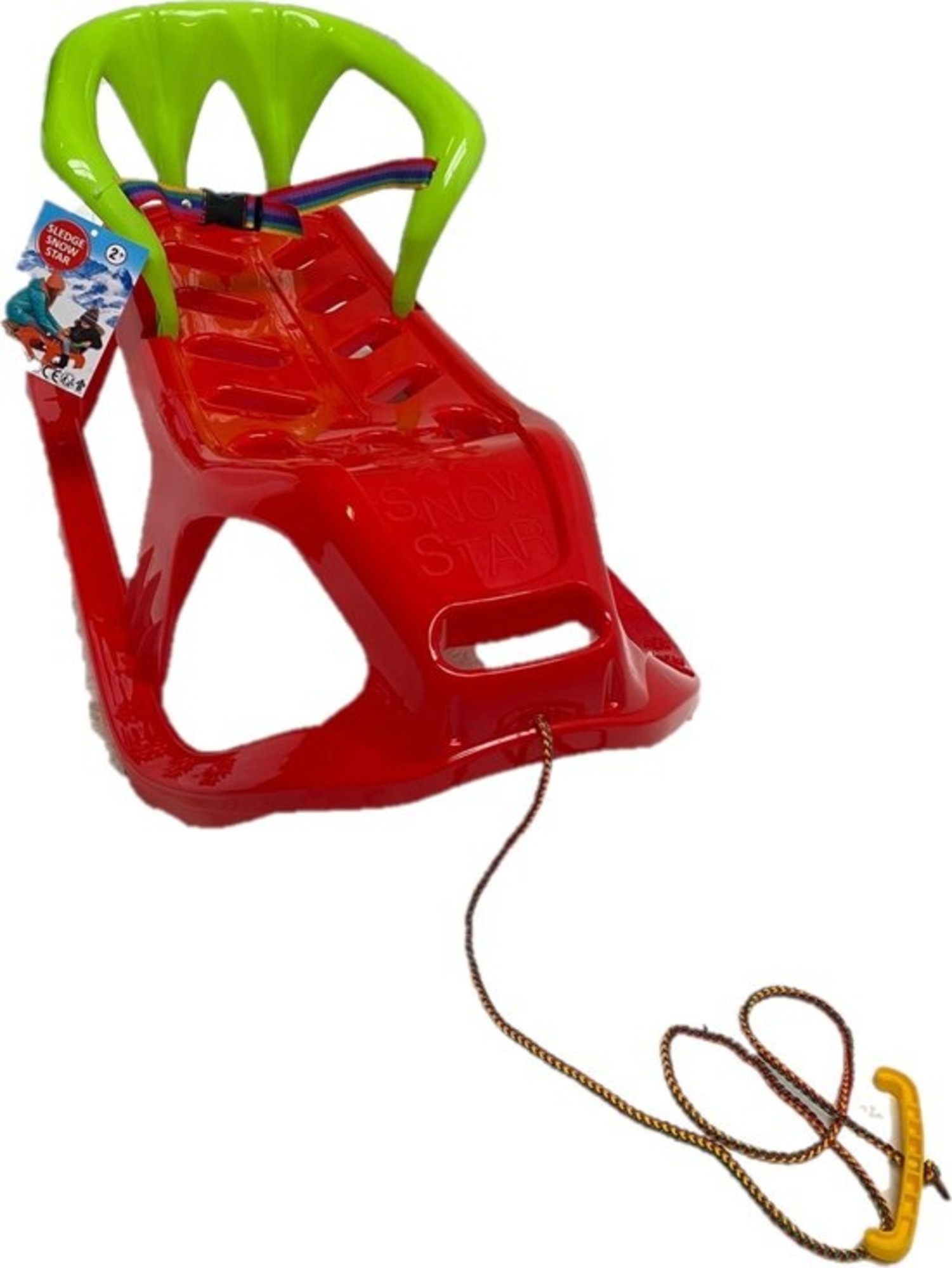 Snowstar Sled with back support and pull rope - Mullrose
