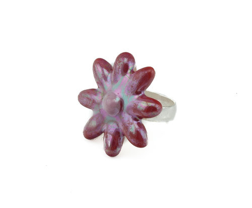 Ring ceramic flower red - BeterLeven.net