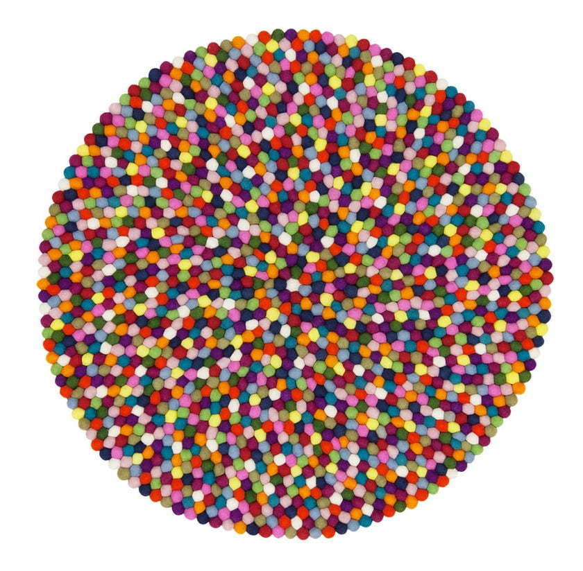 Rond kleed - tapijt van vilten bolletjes multicolour D100 cm ...