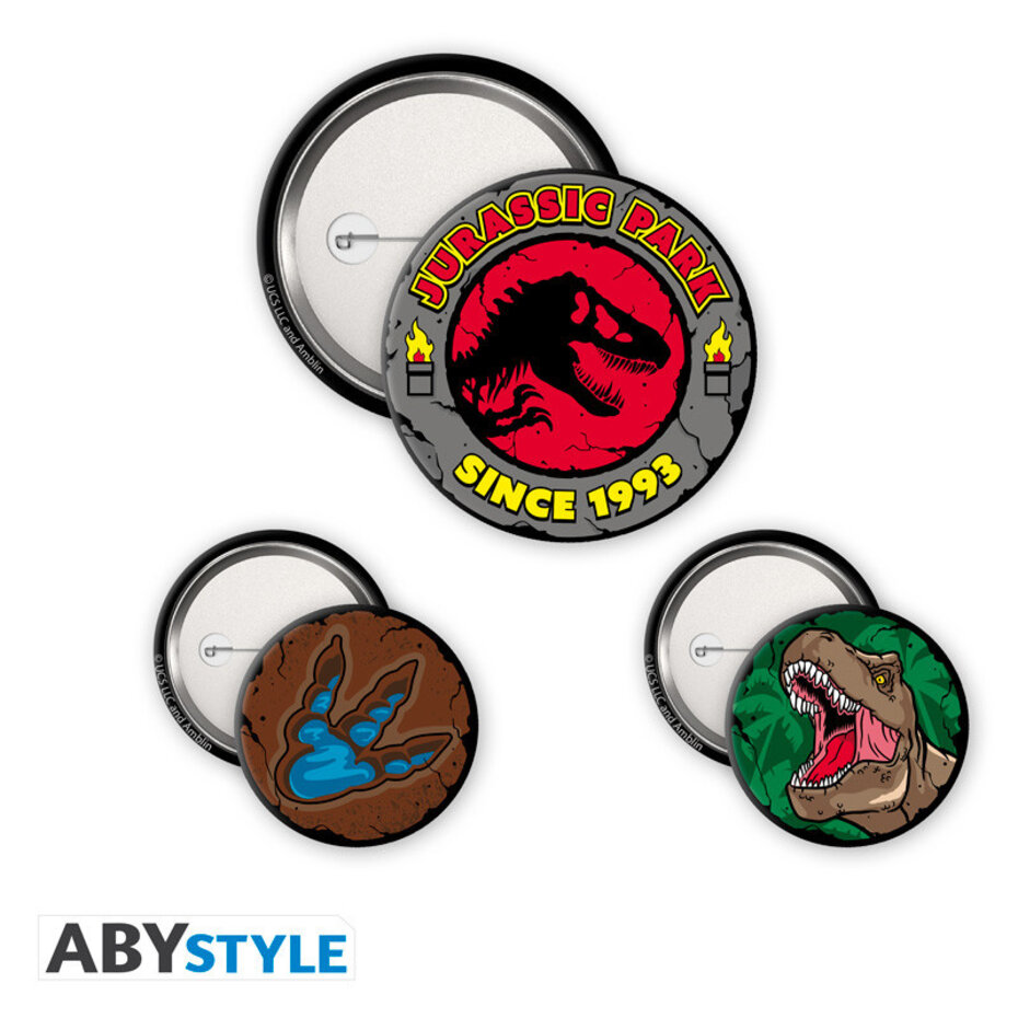 Jurassic Park Logo T-Rex Badge Pack (3x) - Planet Fantasy