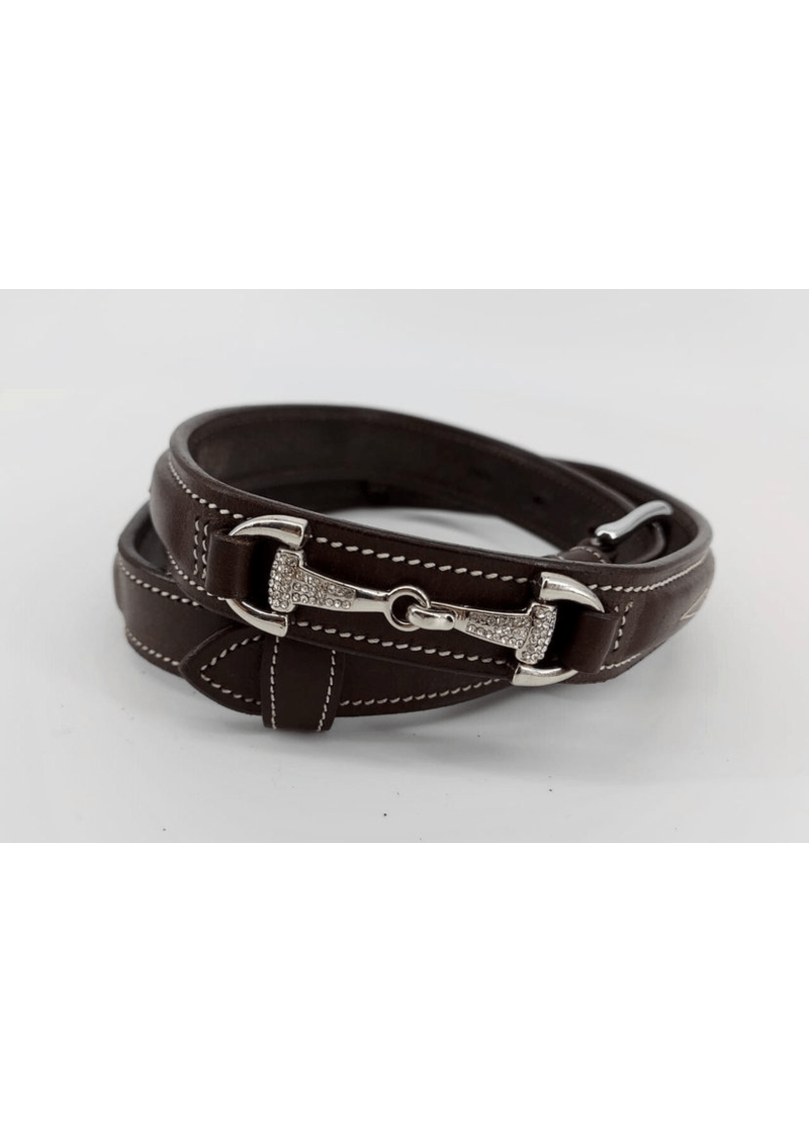 Equestrian style belt snaffles strass dark brown - Equestrian Style ...