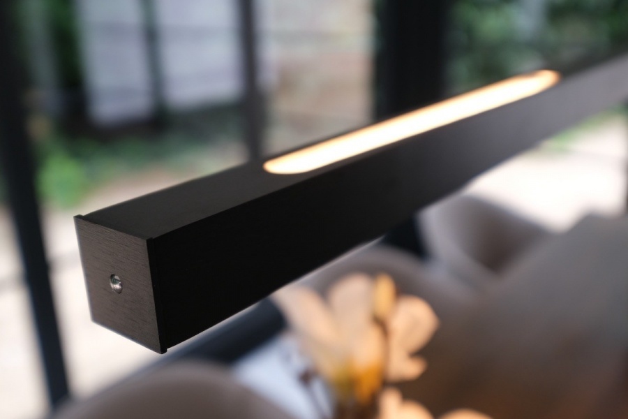Platte hanglamp kookeiland | Matzwart up/down licht | Keukenlamp ...