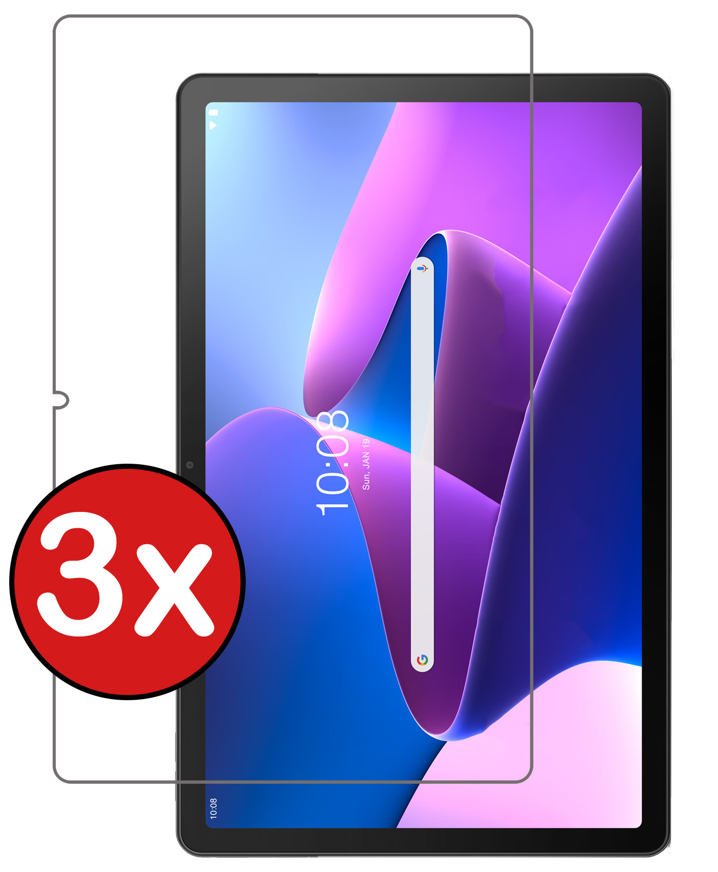 Lenovo Tab M10 Plus (3e gen) Screenprotector Tempered Glass Screen Protector Gehard Glas - 3 ...