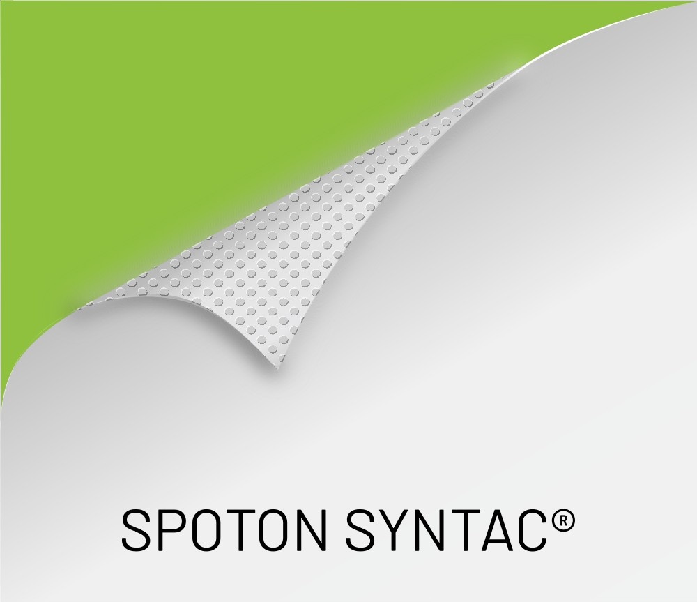 SPOTON® SYNTAC™: mat witte PP folie met easy dot belijming, 120µ ...