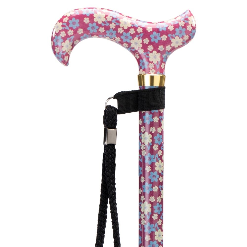 MultiMotion Premium wandelstok met volledige rode bloemen print ...