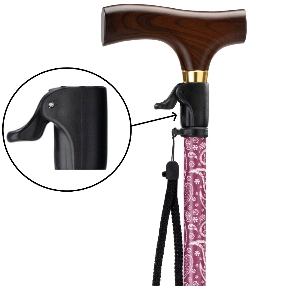 MultiMotion wandelstok met drukknop verstelling Rood paisley - Scholten ...