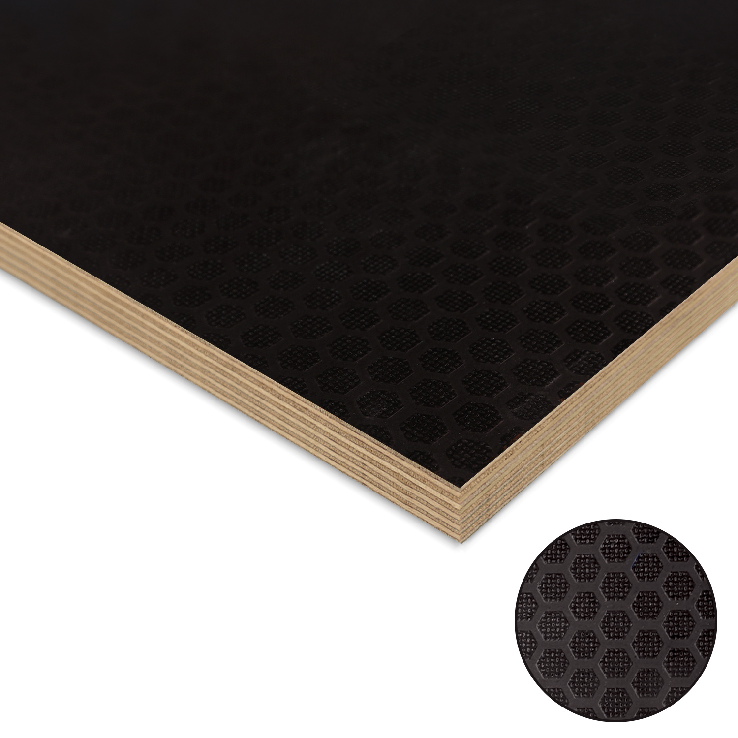 Betonplex berken antislip hexa - zwart bruin - 15 mm - Fortodeck