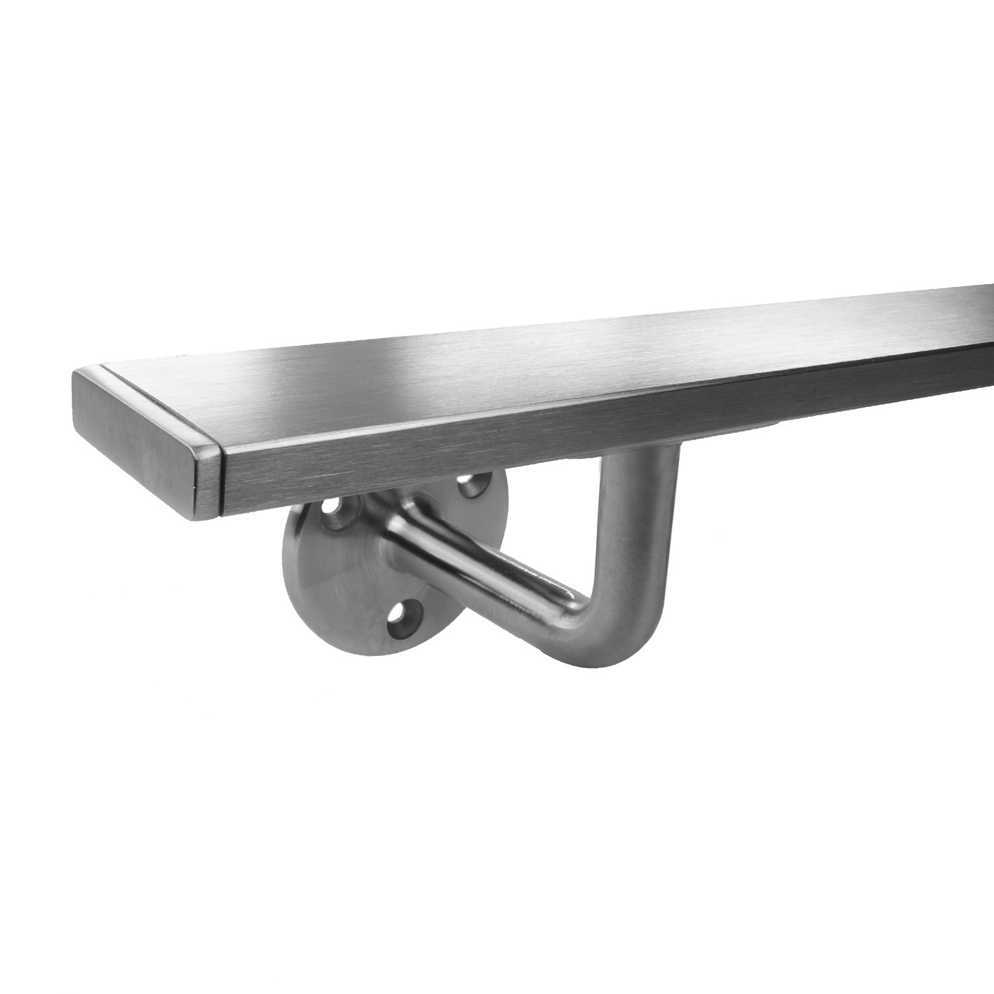 Main courante inox - l'extérieur - 40x10 mm - avec supports de type 1 ...