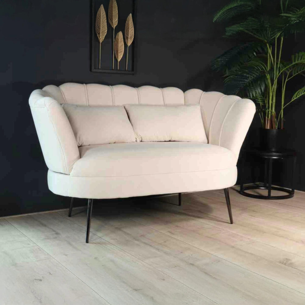 Zitbank Anna 2 zits bank velvet creme bankstel 140cm stof incl. 2 ...
