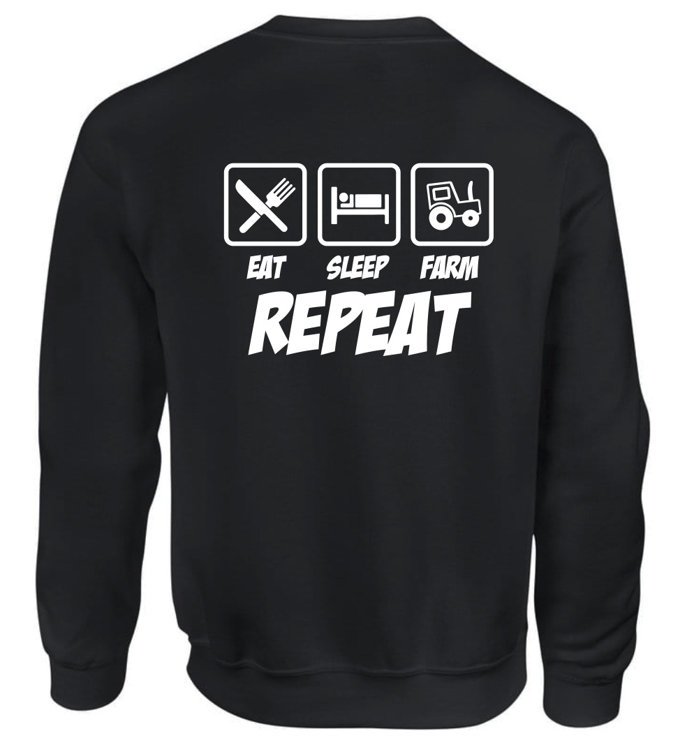 Sweater - Eat, Sleep, Farm, Repeat - Boeren Onder Elkaar