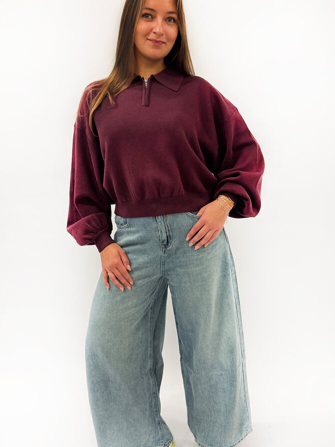 MM Tiffany Polo Sweater Burgundy - Maison Majé