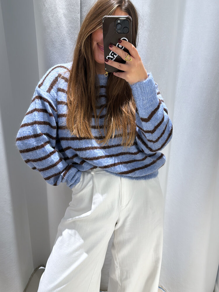 MM Striped Pull Brown Light Blue TU - Maison Majé