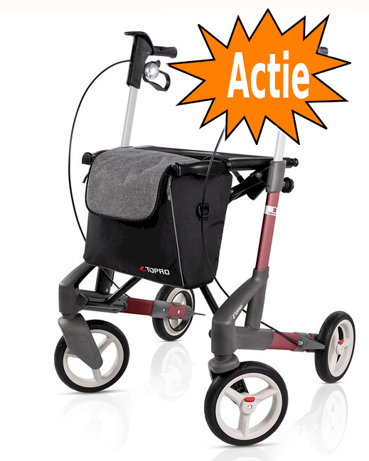Troja 5G lichtgewicht rollator Wijnrood - Vosmedisch.nl - A. Vos en Zoons B.V.