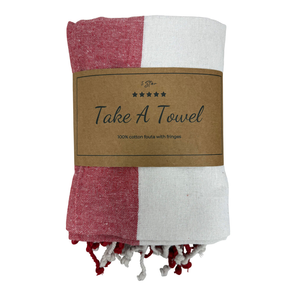 Fouta Fleur 1 rood Ca 90 x180 cm - Take a plaid