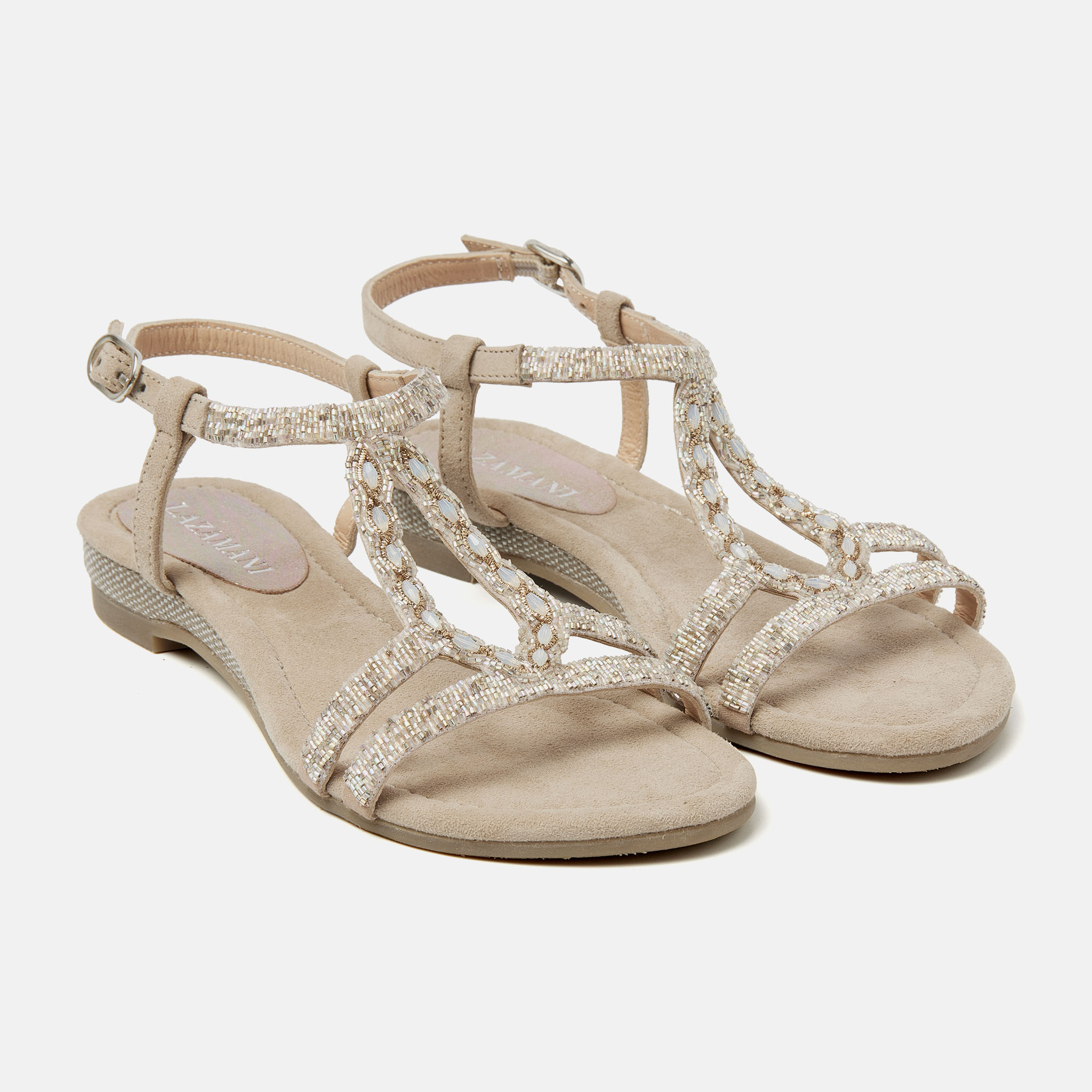 Lazamani | Dames | Sandalen | Biscuit (85570) - Schoenmode den Boer