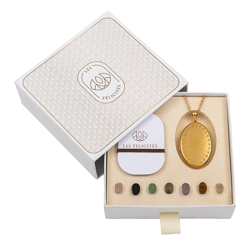 Coffret moyen médaillon plaqué or brillant avec chaîne - La Touche d ...