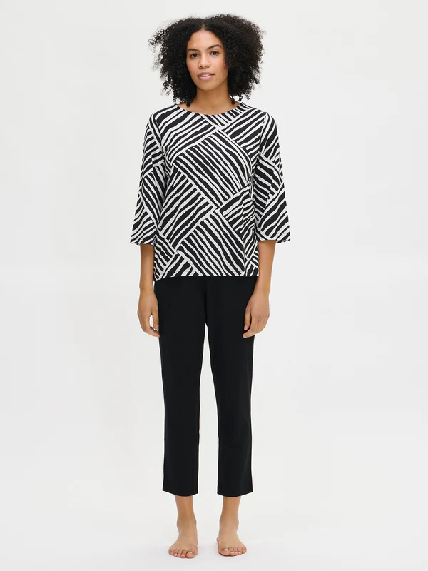NANSO PYJAMA SET VOOR DAMES 3 KWART LENGTE 29040 1576 ZWART WINTER 25 ...