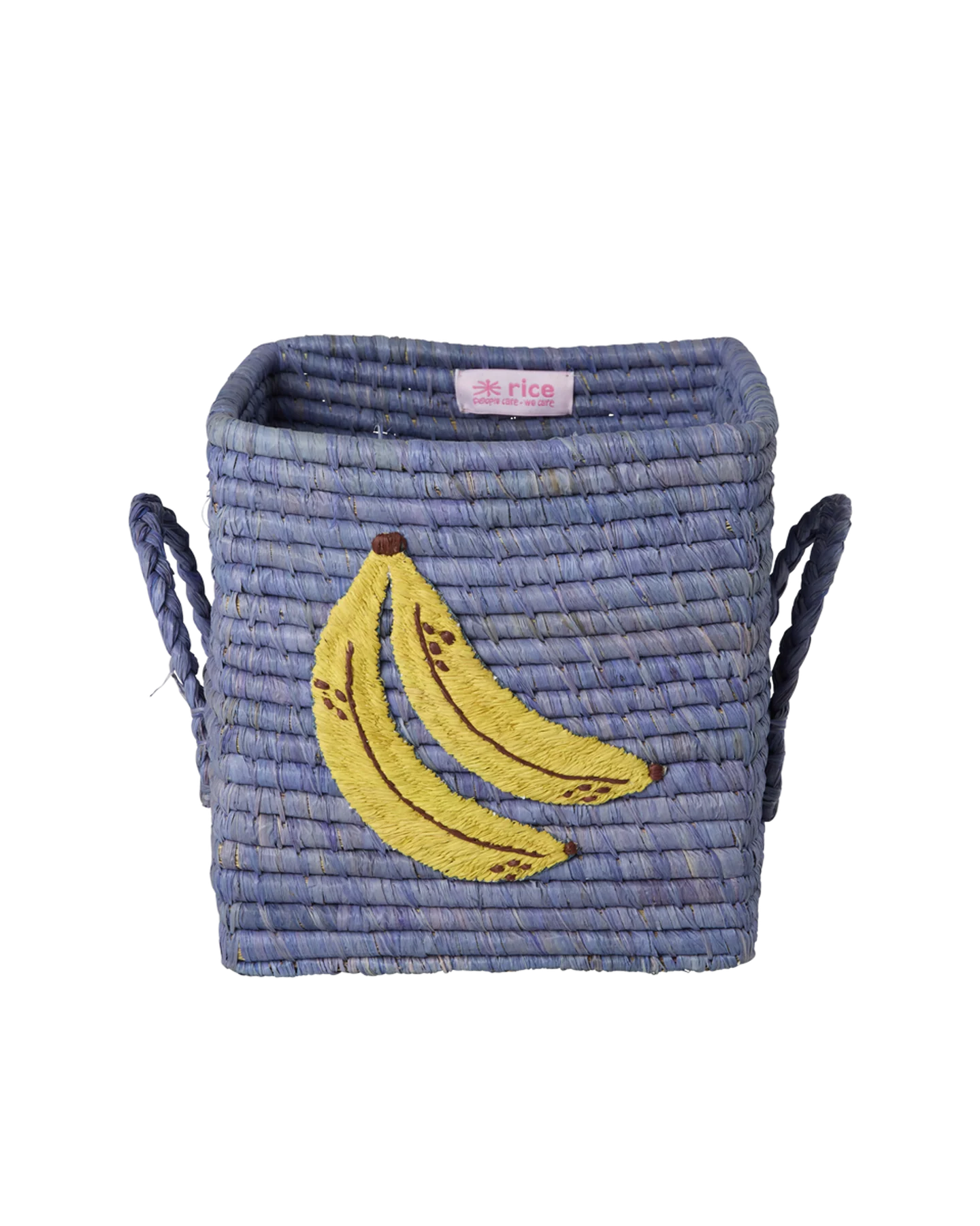 Small Square Raffia Basket - Blue - Couleur Locale Kids