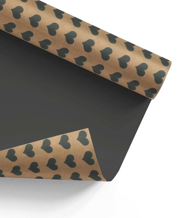 Inpakpapier Bruin kraft zwart effen + hartjes 30cm x 200mtr - Rotim ...