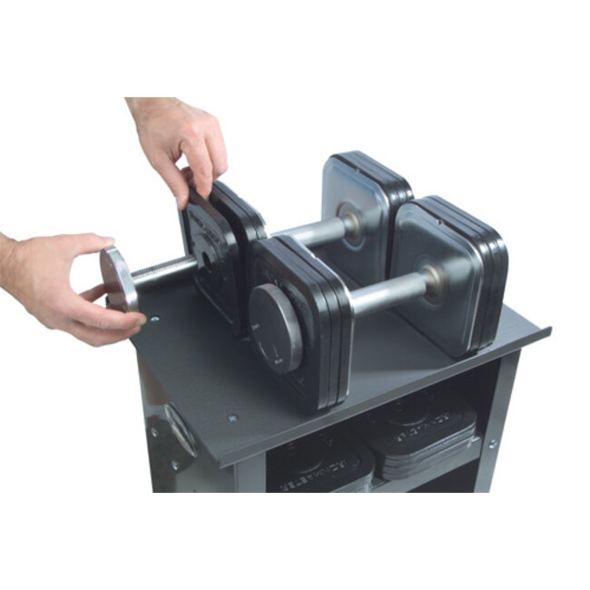 Ironmaster Quick-Lock Adjustable Dumbbell Set - Including Rack - 34 kg ...