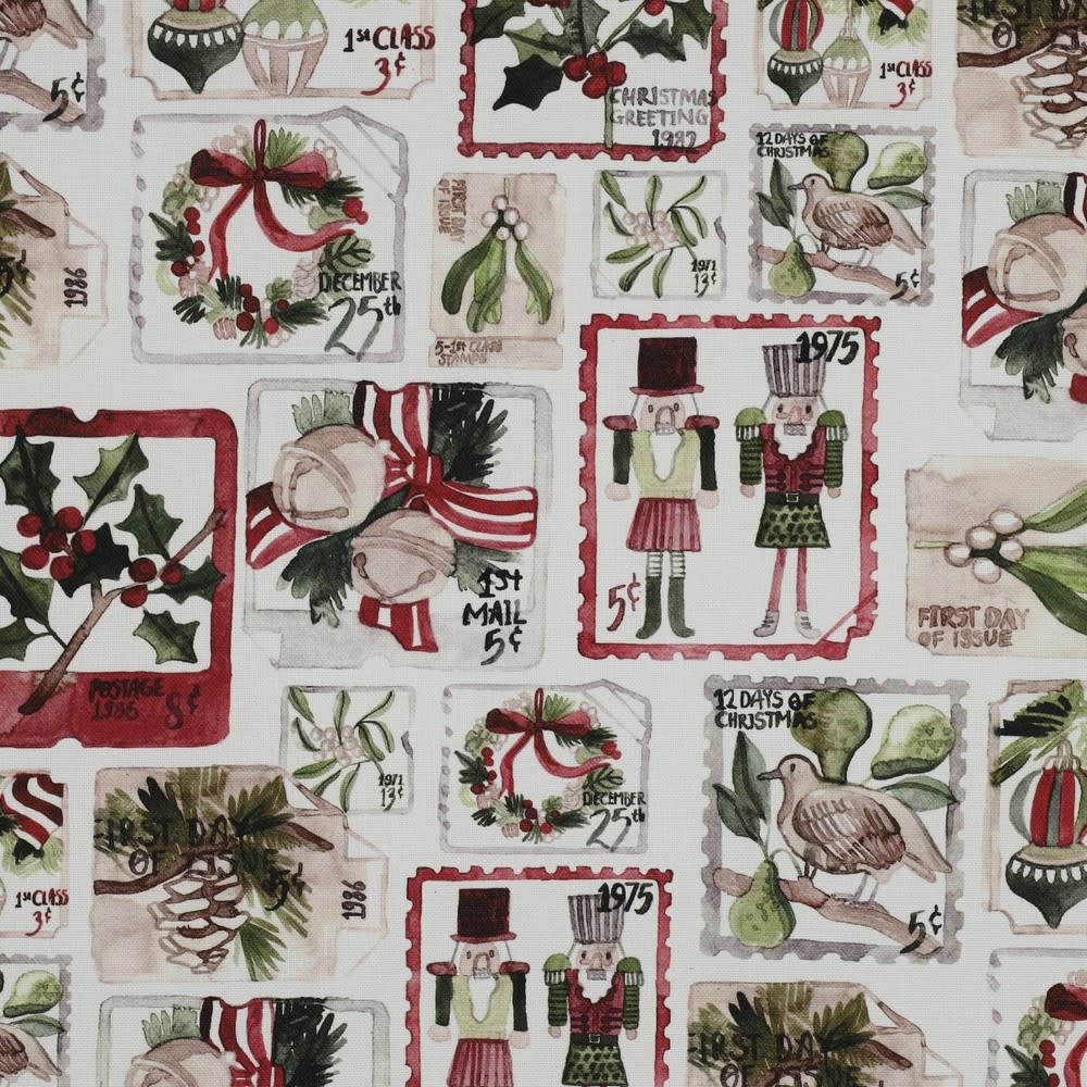 Christmas Stamps - Linnenlook - Wit - The Sewing Shop Bree, Limburg (B)