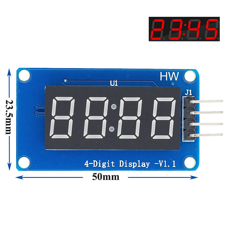 4-digit display Red TM1637 (7 segments per digit) - OTRONIC