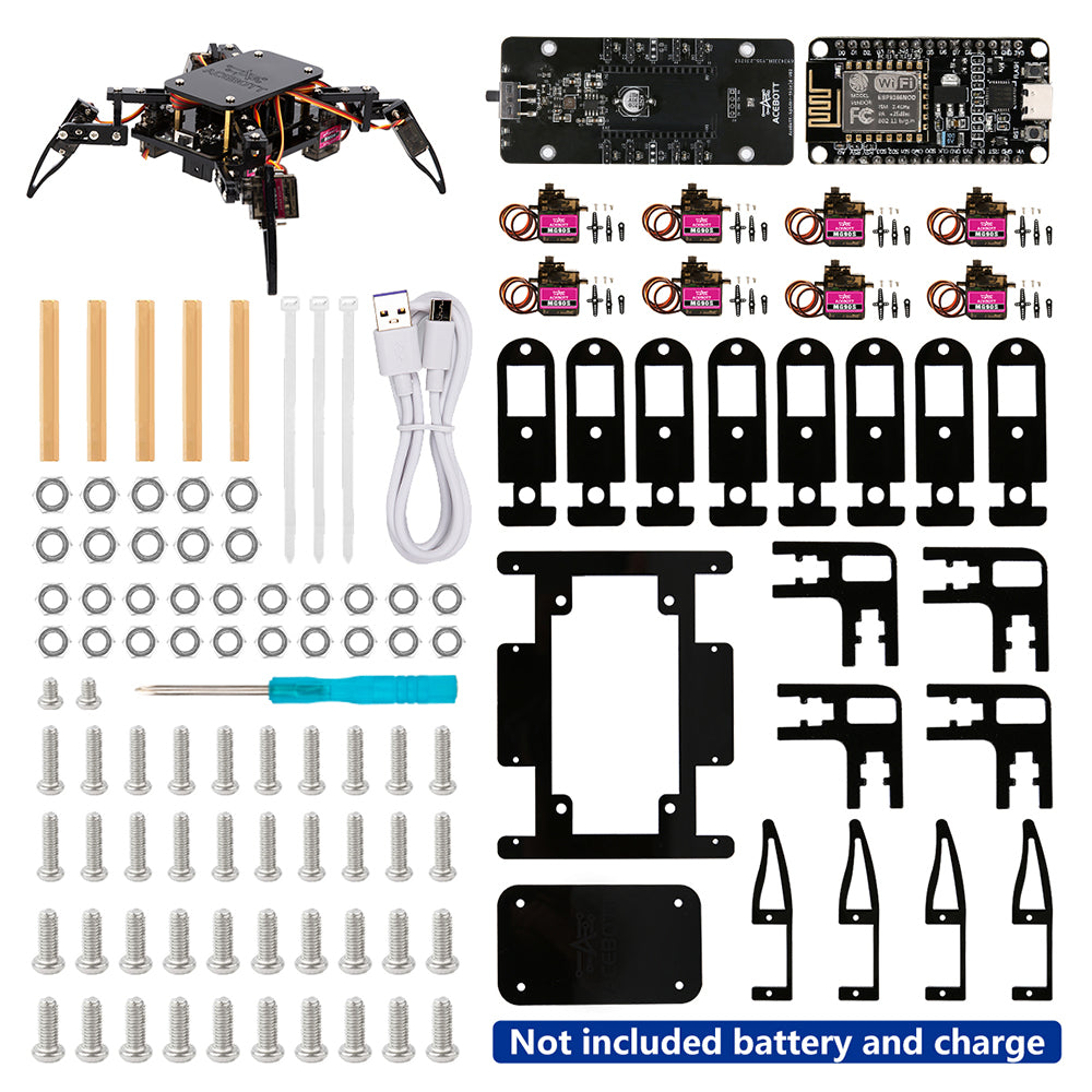 Acebott Quadruped Bionic Spider Robot Kit Esp8266 With Arduino Ide And