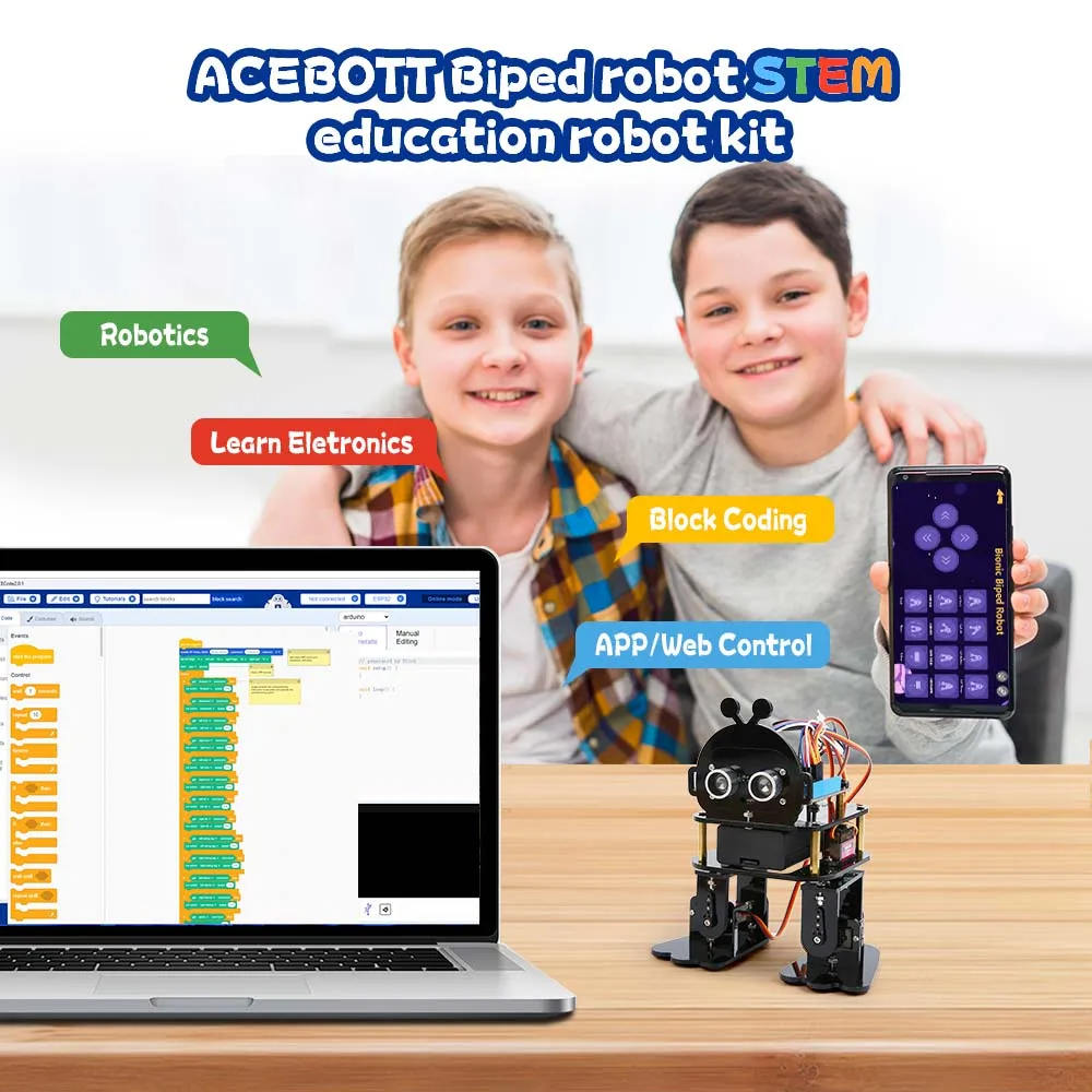 ACEBOTT ESP32 Bionic Two-legged Robot kit walking and dancing - OTRONIC