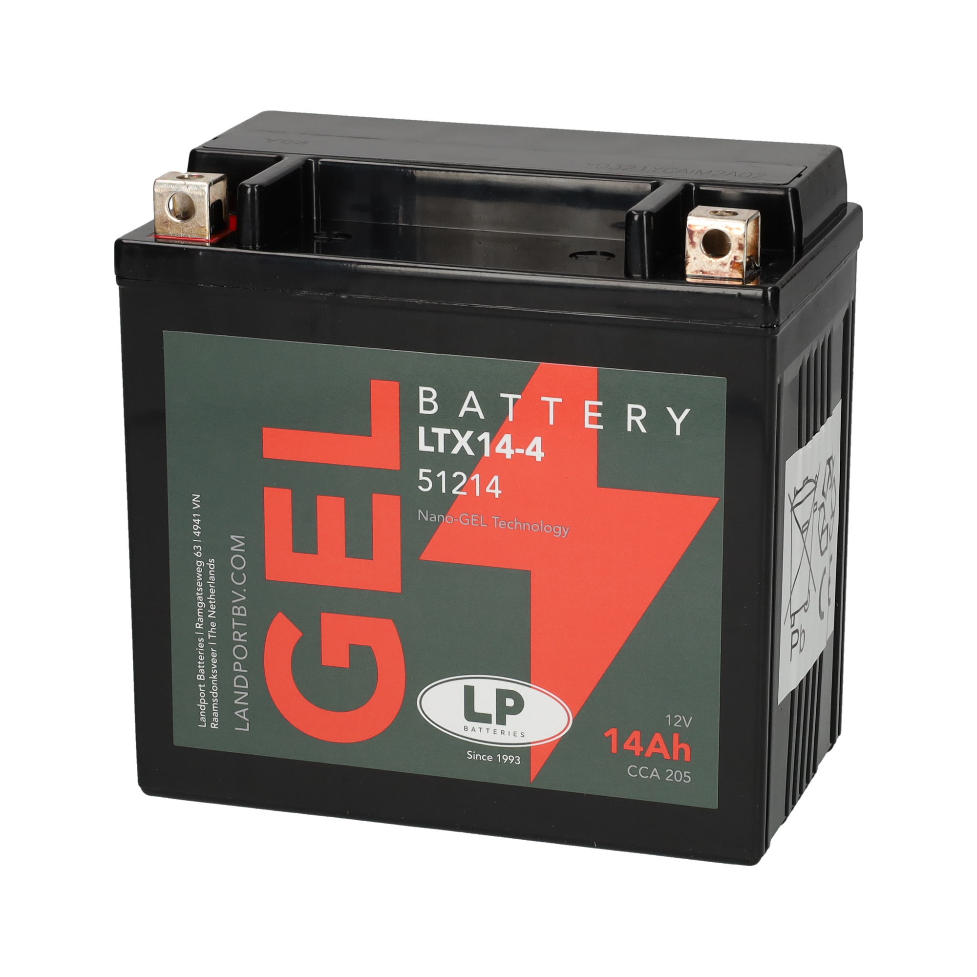 LTX14-4 motor GEL accu 12 volt 14 ah (51214 - GTX14-4) - Motoraccu.nl