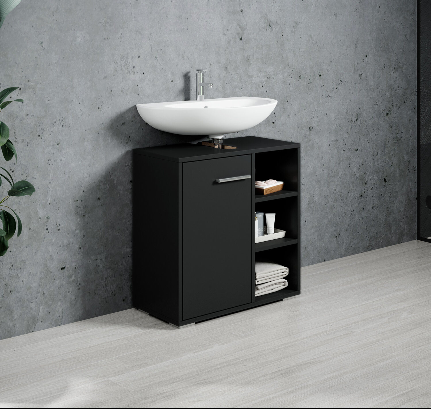 Wastafelkast Neptunus 60 x 30 x 60 cm - zwart - Badplaats