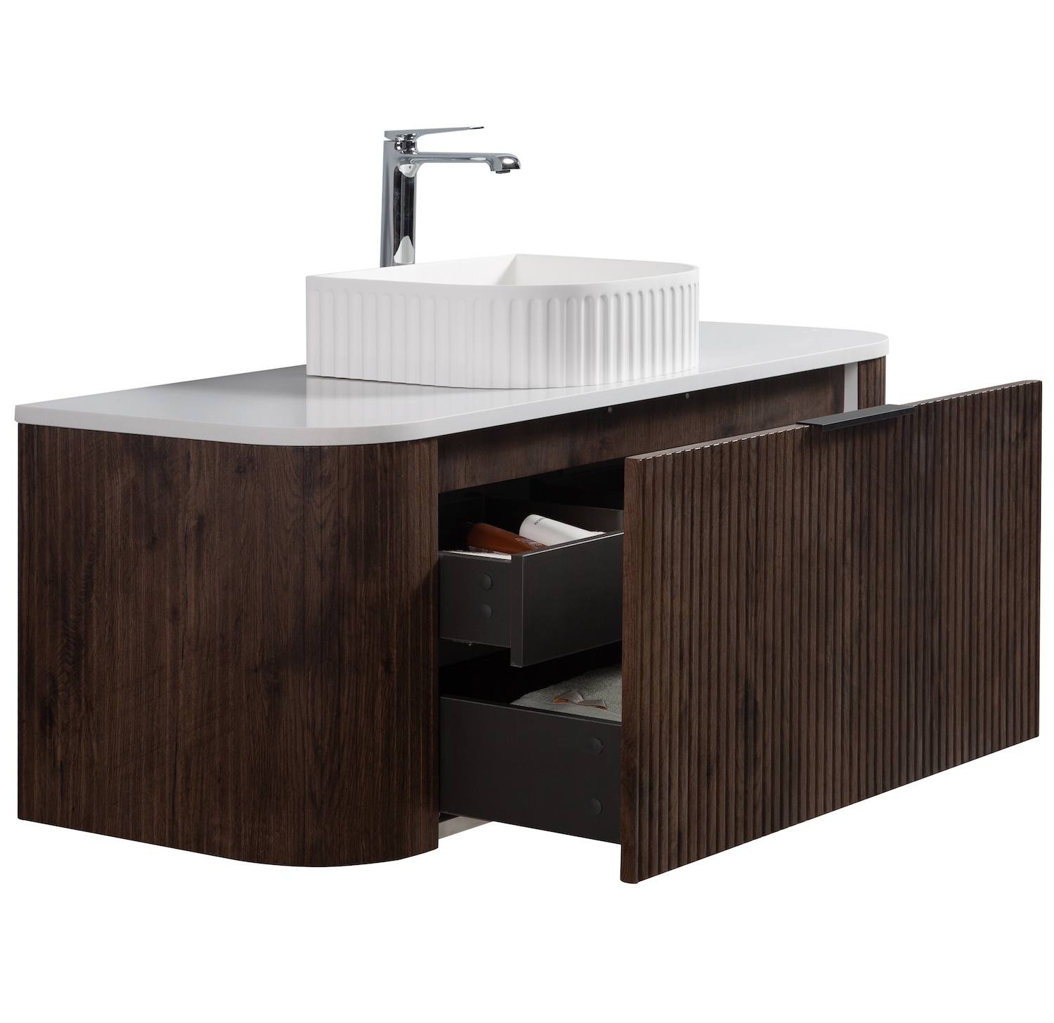 Badkamermeubel Murcia 120cm - walnoot bruin - met bovenblad - Badplaats