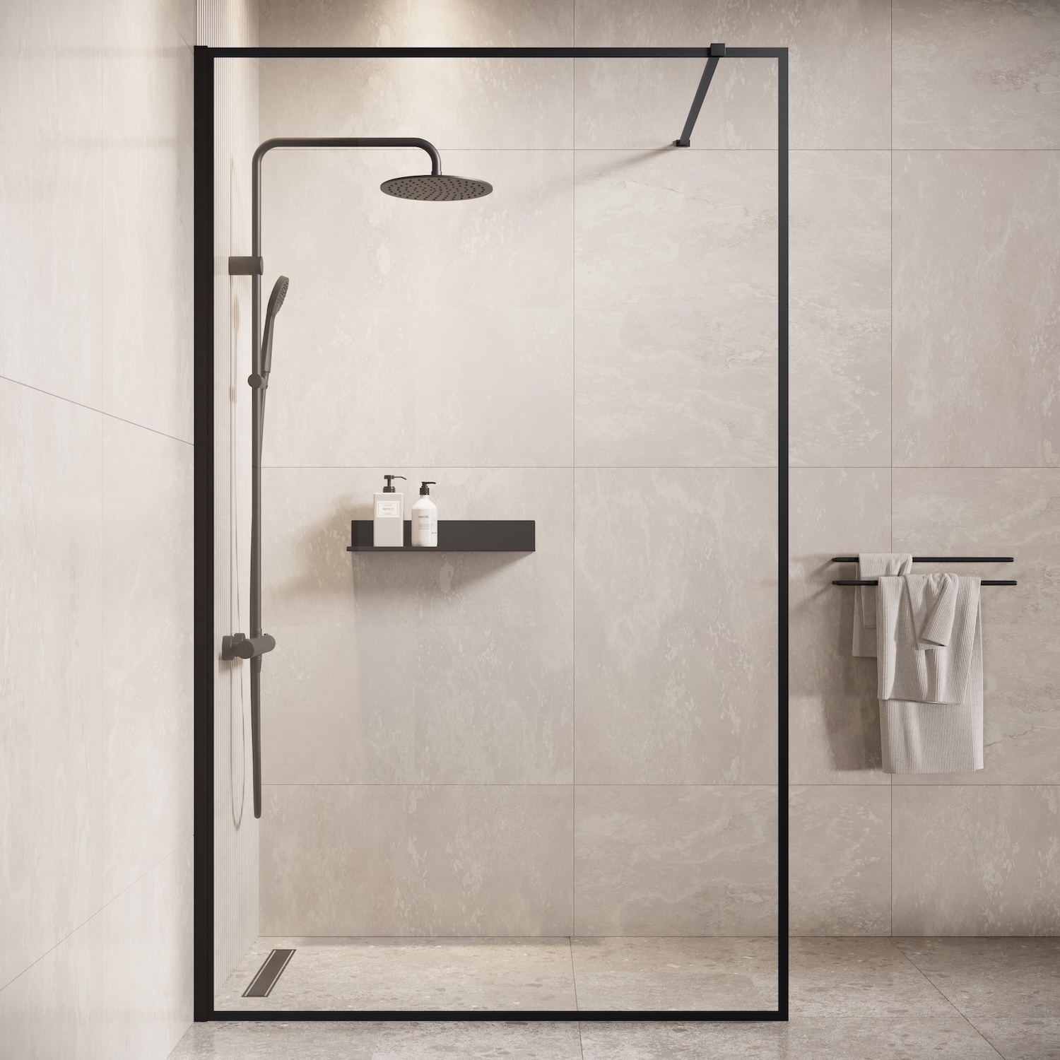 Douchewand Georgia 100 x 200 cm - zwart - inloopdouche 8mm - Badplaats