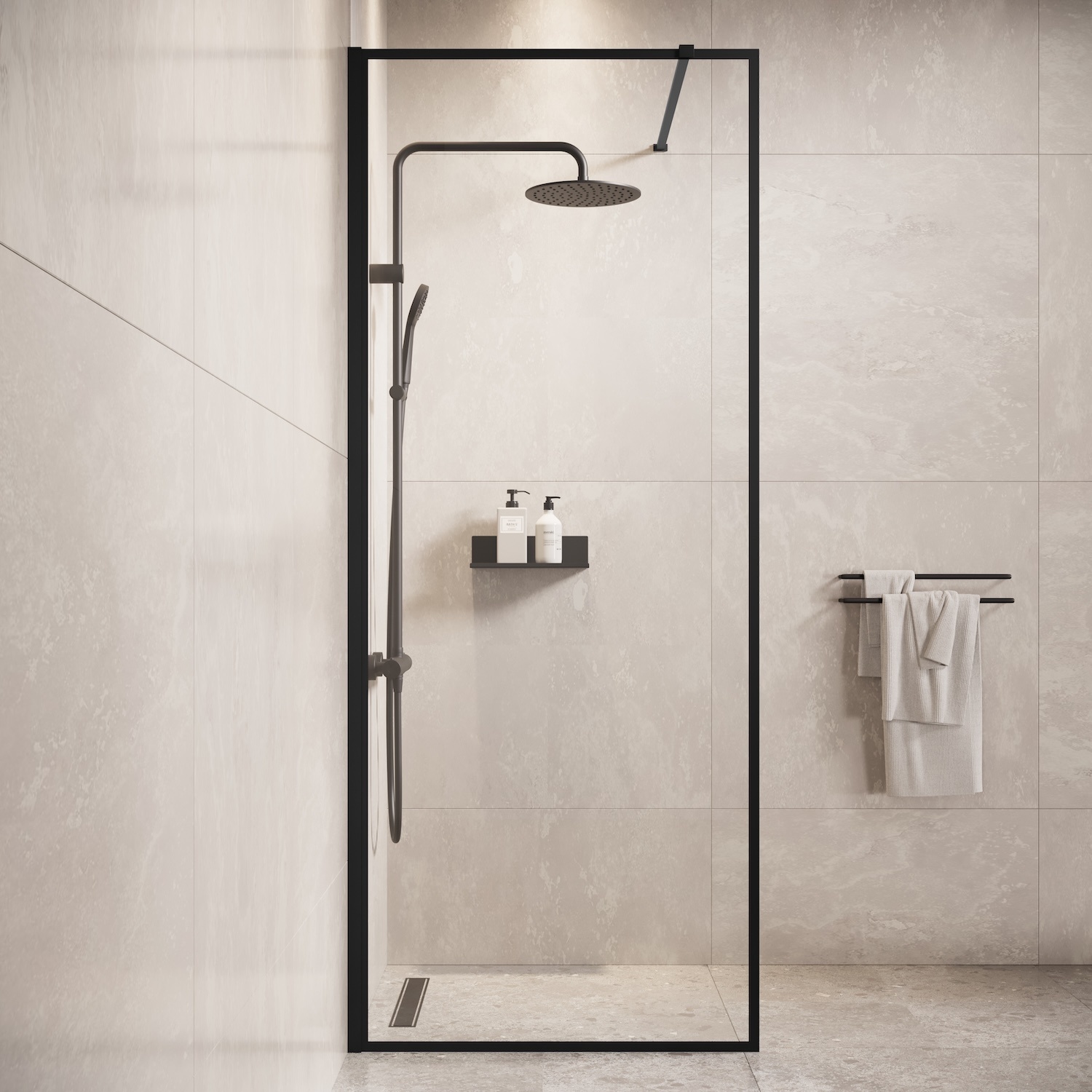 Douchewand Georgia 50 x 200 cm - zwart - inloopdouche 8mm - Badplaats