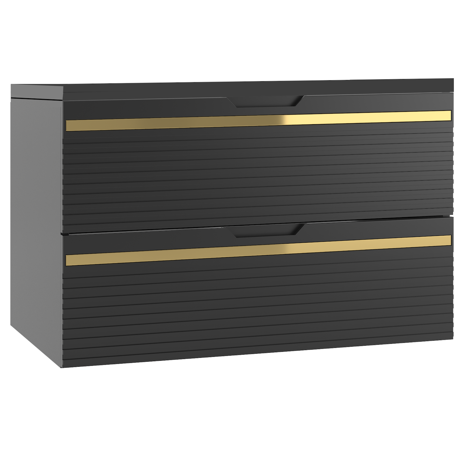 Wastafelkast Varo 80cm - mat zwart met goud - Badplaats