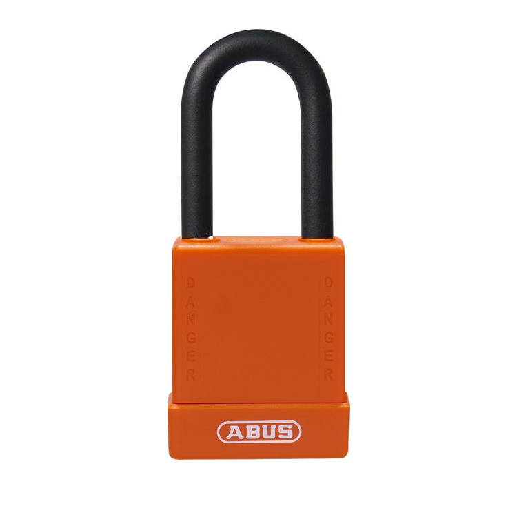 Abus Sicherheits-vorhängeschloss mit oranger Abdeckung 76/40 - lockout-tagout-shop