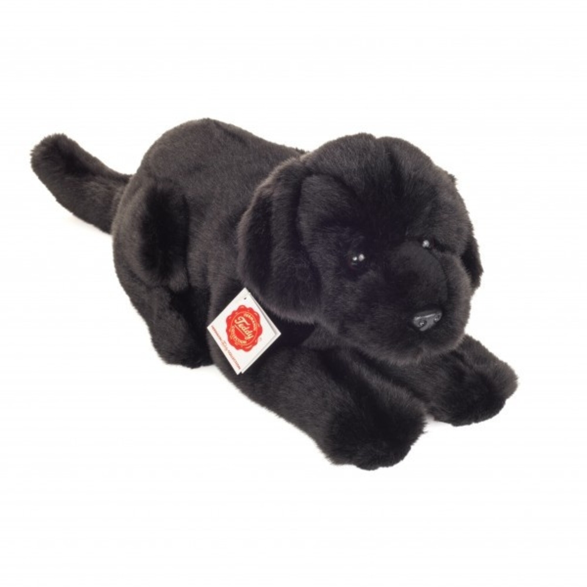 Hermann Teddy Knuffel Hond Labrador Zwart Liggend 30cm - Knuffelshop.com