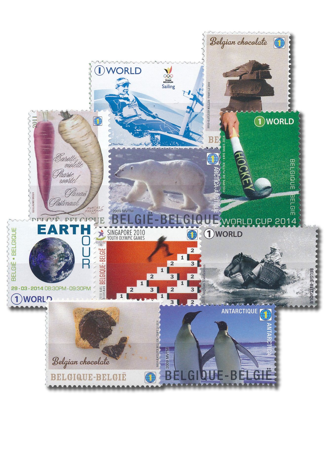 Postzegels kopen Bpost - 10 postzegels Wereld / World - Tarief 1 ...